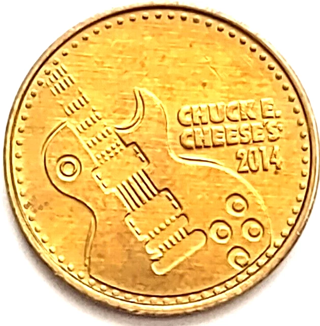 2014 CHUCK E Cheese Pizza Token Chuck E Rocks Guitar Brass .9375" £5.42 ...