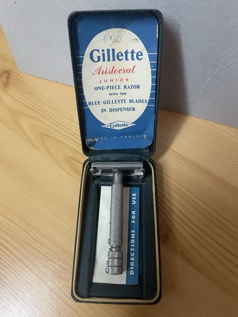 RARE VINTAGE GILLETTE Aristocrat Junior One-Piece Razor Box ...