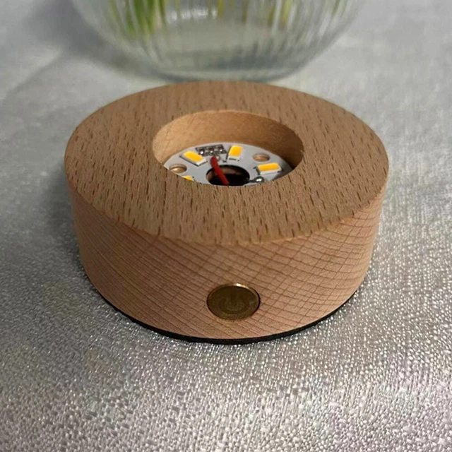 LED DISPLAY STAND Round Wooden Lighted Display Base for Crystal Glass ...