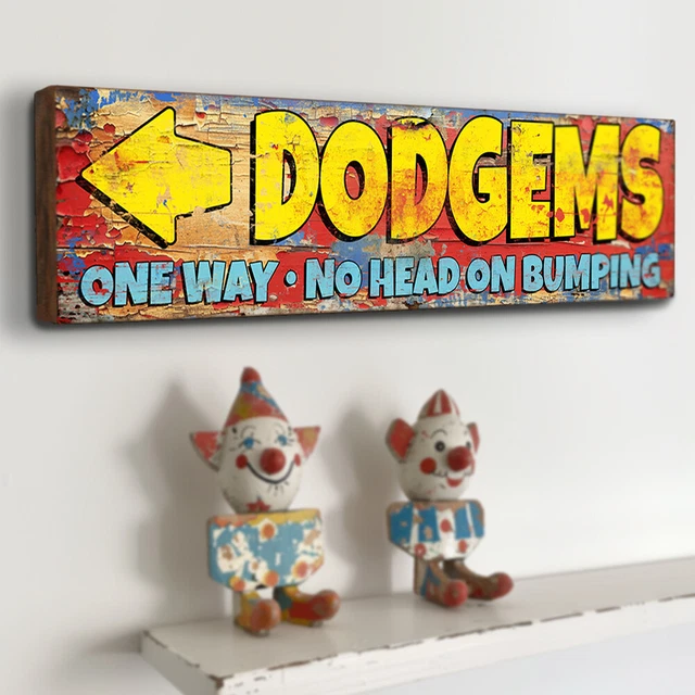 DODGEMS FUNFAIR SIGN Vintage Style Handmade Wooden Fairground Bumper ...