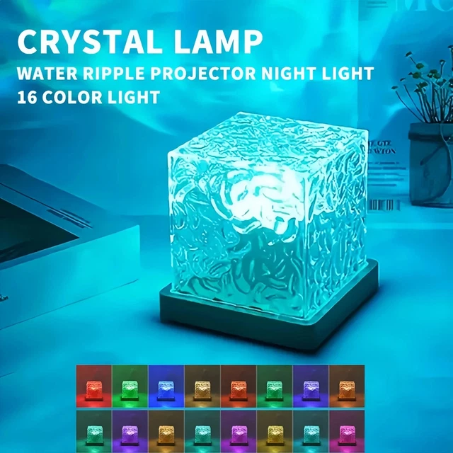CUBE NORTHERN LIGHTS Water Wave Night Light W/Remote Led Atmosphere ...