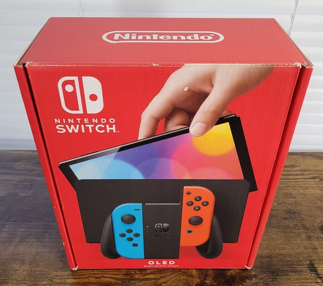 NINTENDO SWITCH OLED BOX ONLY NO CONSOLE Red Blue Joycon System Clean ...