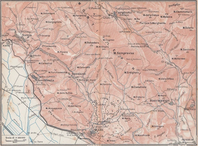 C2641 BASSIANO E dintorni - Mappa geografica d'epoca - 1924 vintage map ...