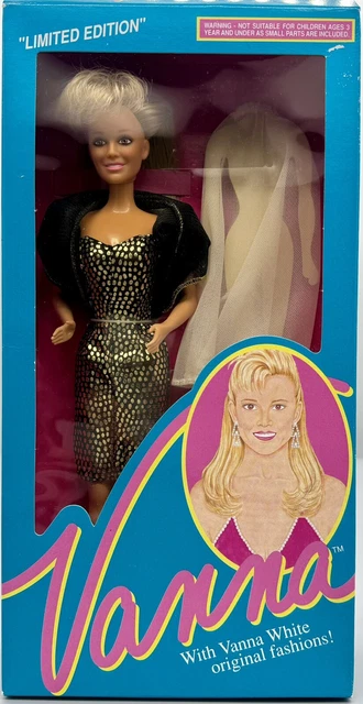 VANNA WHITE DOLL ~1990~ HSC Limited Edition BLACK AND GOLD OUTFIT $12. ...