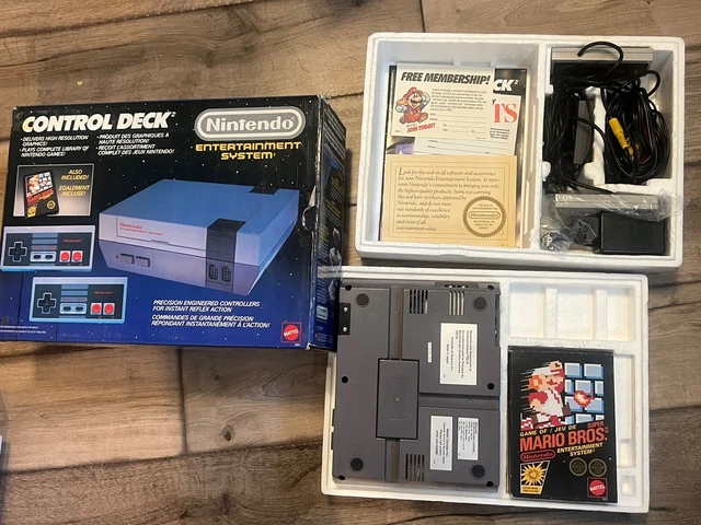 NINTENDO NES CONTROL Deck Console In Box W/ Super Mario Bros. + Manuals ...