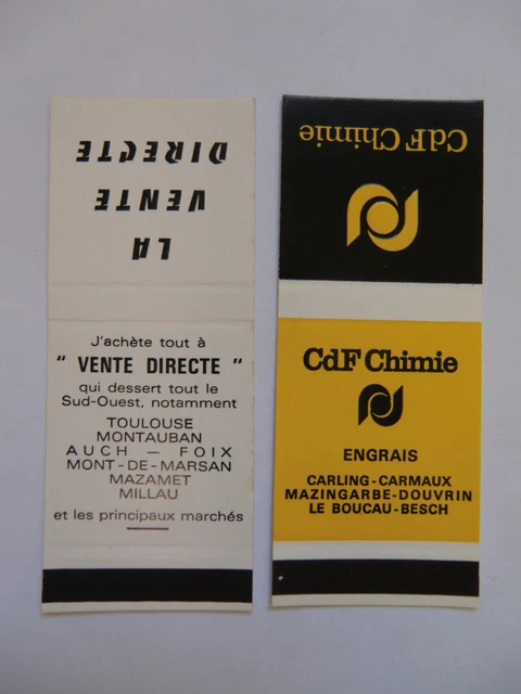 POCHETTES D'ALLUMETTES ANNÉE 50/60 Regie Française CDF CHIMIE ...