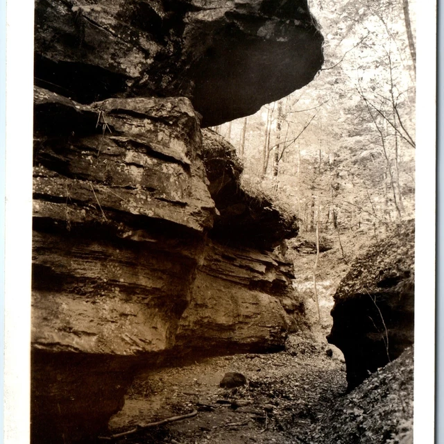 C1940S TURKEY RUN State Park, IN RPPC Rock Overhang Bear Hollow Real ...