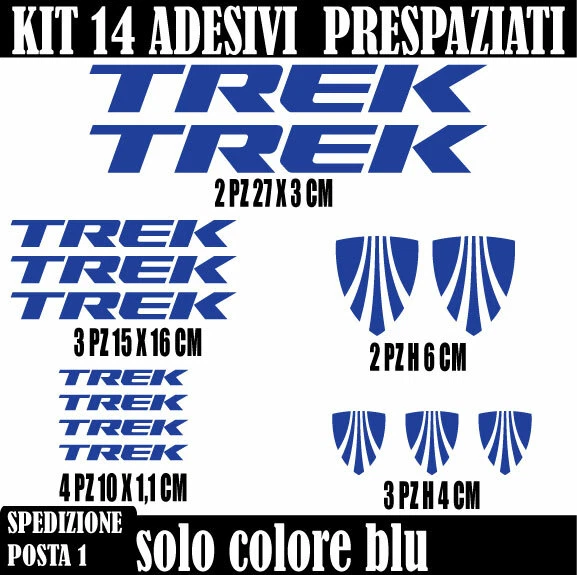 KIT 14 ADESIVI Bici Trek - Replica Sticker Trek - Logo Trek - Adesivo ...