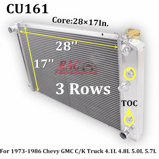 3-ROW RADIATOR FOR 1973-1986 Chevy/GMC C/K C10 C20 C30 K10 K20 Suburban ...