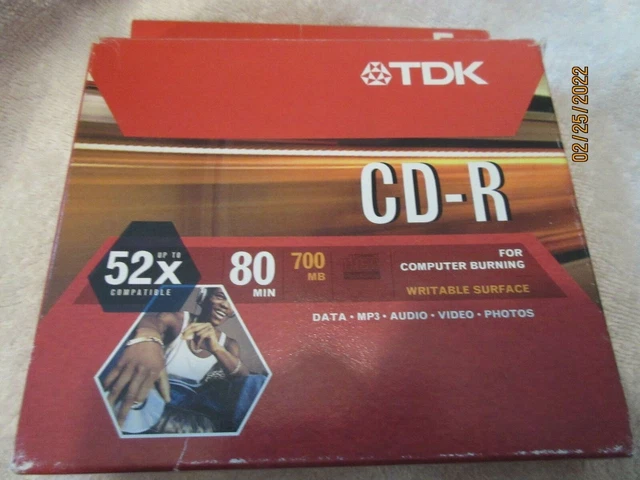 TDK CD-R 5 Pack in Snap N Save Case 52x 80 Min 700 MB NEW Free Shipping ...