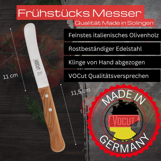 BRÖTCHENMESSER SOLINGEN BUCKELSMESSER 11cm Olivenholzgriff Klinge ...