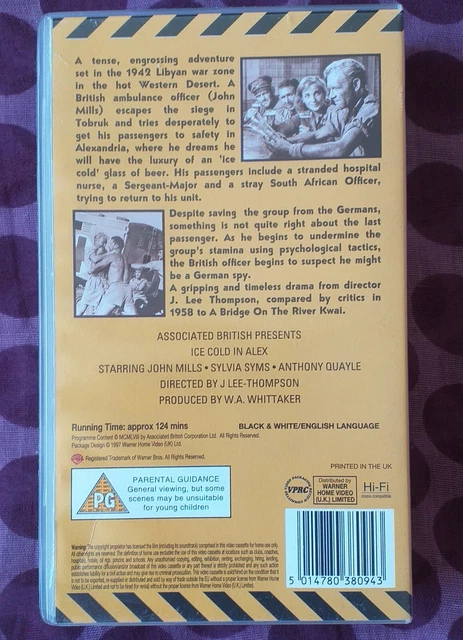 VHS VIDEO ICE COLD IN ALEX John Mills, Sylvia Syms, Anthony Quayle ...
