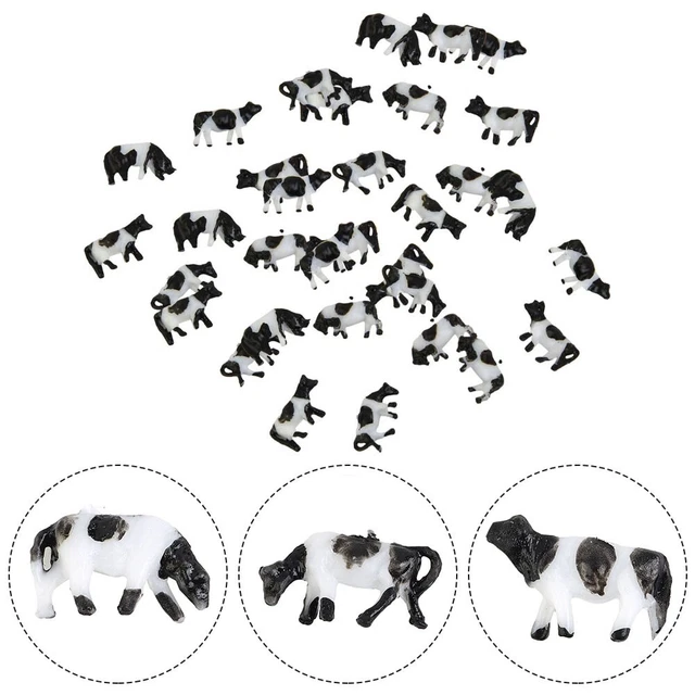 ENSEMBLE SCÈNE MODÈLE de vache échelle N 30 animaux de ferme peints ...