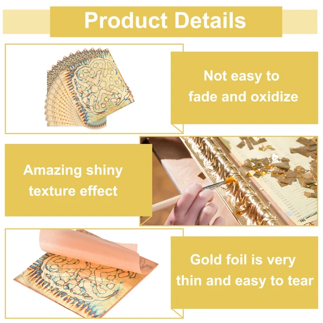 25 PCS GOLD Leaf Sheet with Pattern 5.5"x5.5" for Craft,Gold Heart ...