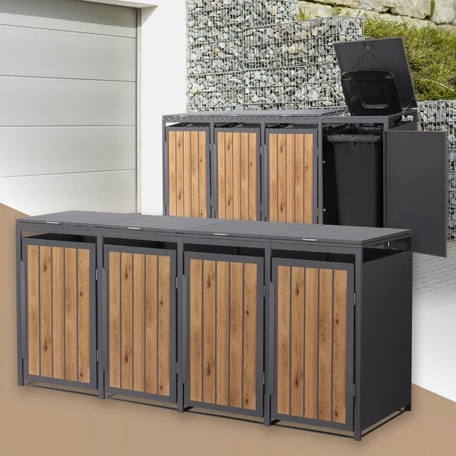 1/2/3/4ER MÜLLTONNENBOX MÜLLTONNENHAUS Aufbewahrungsbox ...
