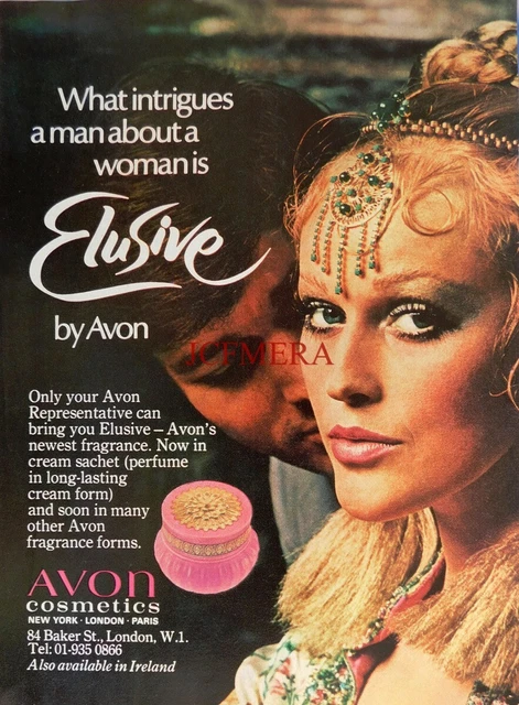 VINTAGE AVON COSMETICS ADVERT ('Elusive' Perfume) - Original 1971 Print ...