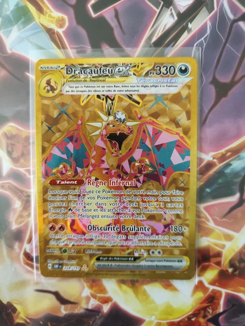 CARTE POKEMON DRACAUFEU EX Gold 228/197 EV03 Flammes Obsidiennes FR EUR ...