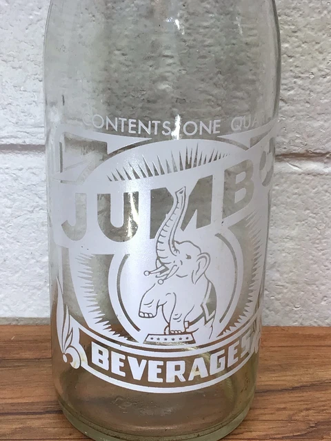 ANTIQUE JUMBO BEVERAGES 32 Oz Quart Soda Bottle Grove City Pa Nemo ...