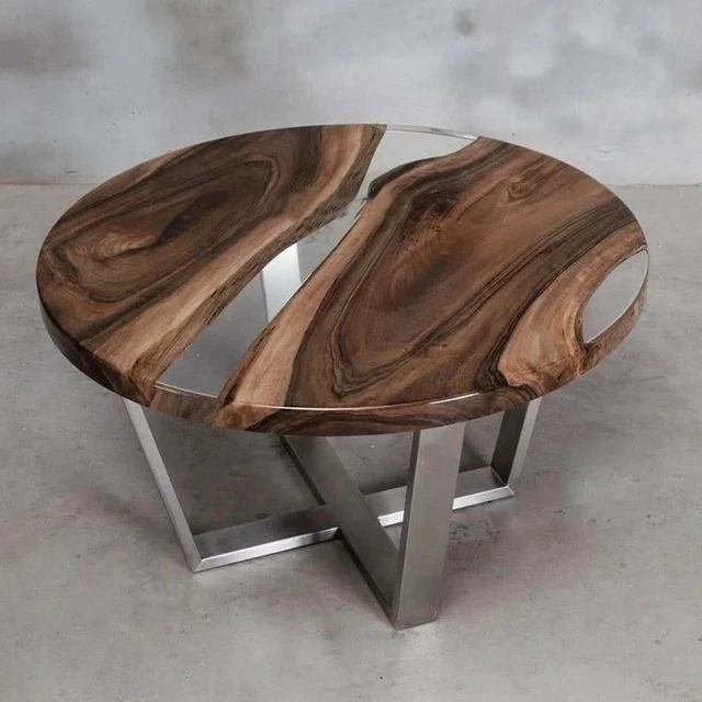 CLEAR EPOXY RESIN Rounded Study Table Bar Countertop Handmade Luxury ...