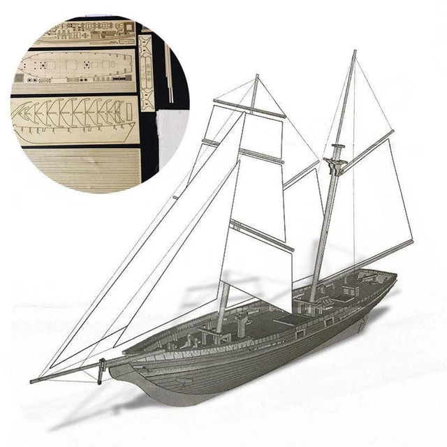 1:70 PORT WOODEN Sailing Boat Model DIY Kit Ship Assembly Gift ...