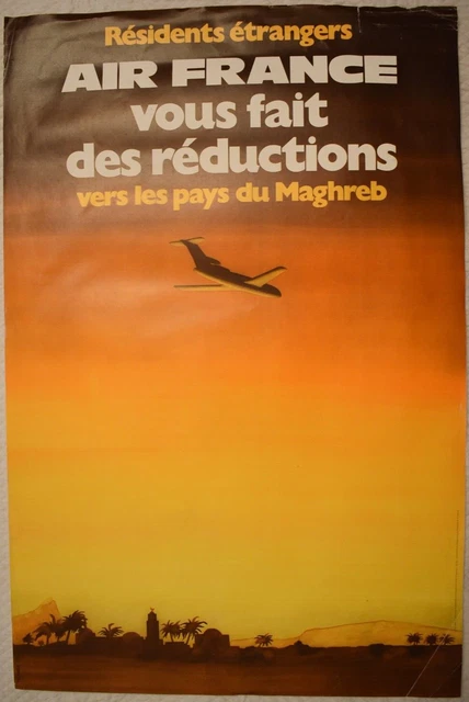 ANCIENNE AFFICHE RESIDENTS Etrangers Air France Triangle Creation Mars ...