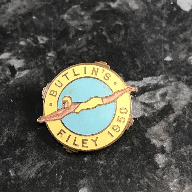 VINTAGE RARE BUTLINS Filey 1950 Badge Pin Enamel £12.99 - PicClick UK