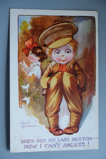 POSTCARD, COMIC, FRED Spurgin, Wardrobe Malfunction WW1 Soldier Button ...