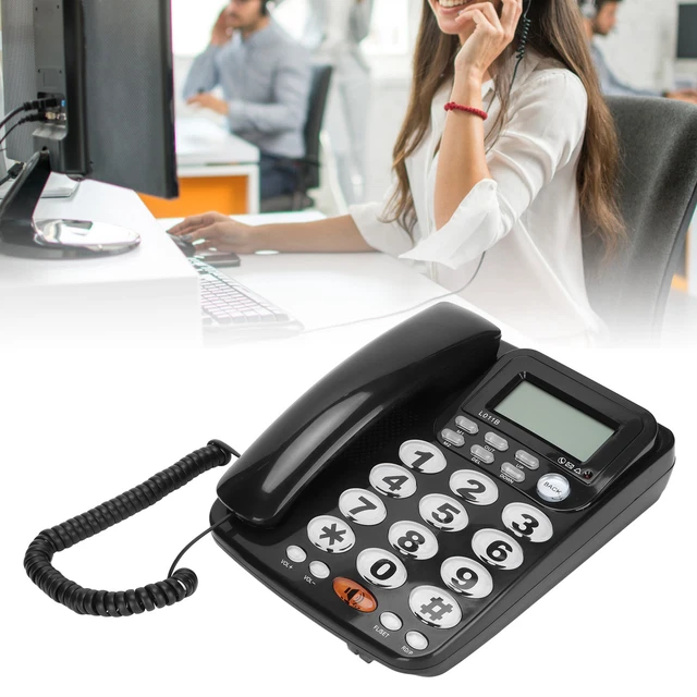 DESK TELEPHONE CALLER ID Large Buttons Tilt Display Corded Landline For ...