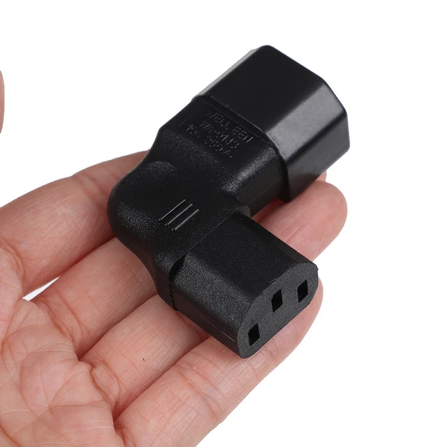 90 DEGREE LEFT angle IEC adapter plug IEC 320 C14 to C13 LCD tv wall ...