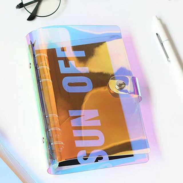 TRANSPARENT PVC PLANNER Clips Laser Binder Notebook Cover Loose Leaf ...