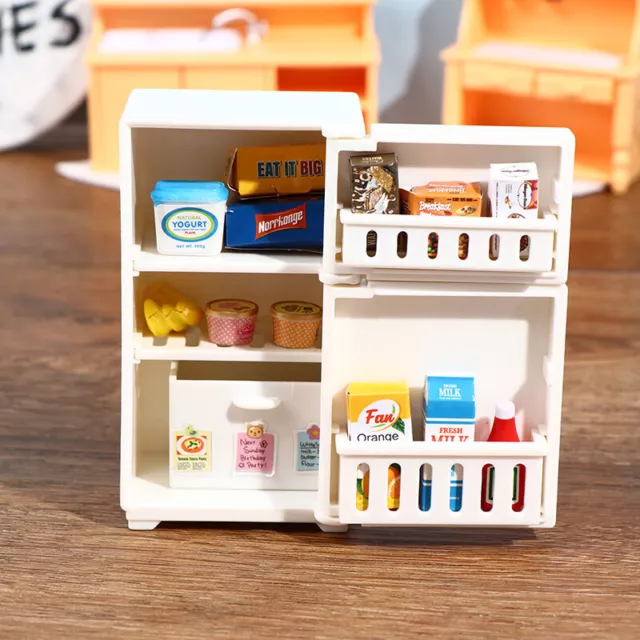16pcs Set 1 12 Doll House Freezer Model White Refrigerator Kitchen