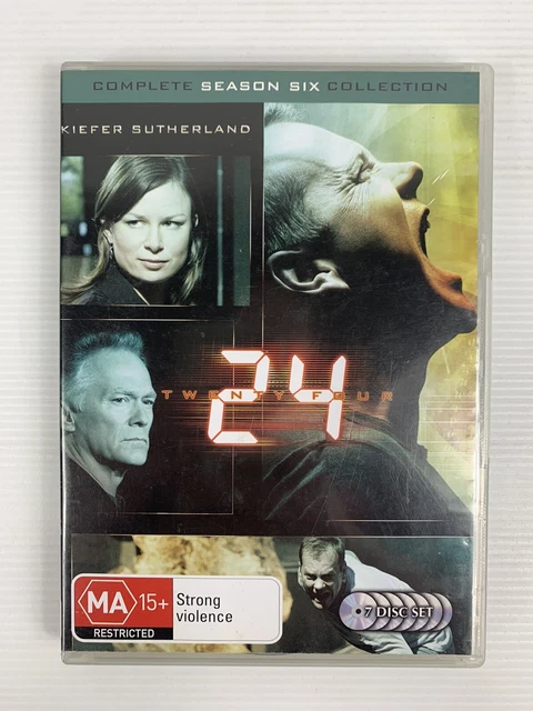 24 COMPLETE SEASON 6 Kiefer Sutherland TV Series R4 Mint Discs Tracked ...