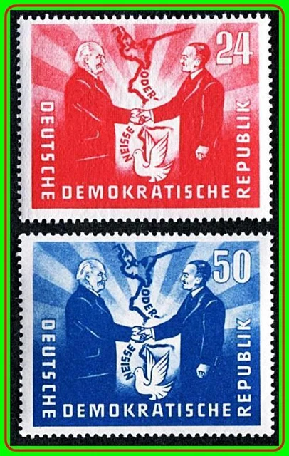 GERMANY-DDR 1951 FRIENDSHIP w/POLAND SC#80-81 MLH CV$38.00 MAPS $17.42 ...