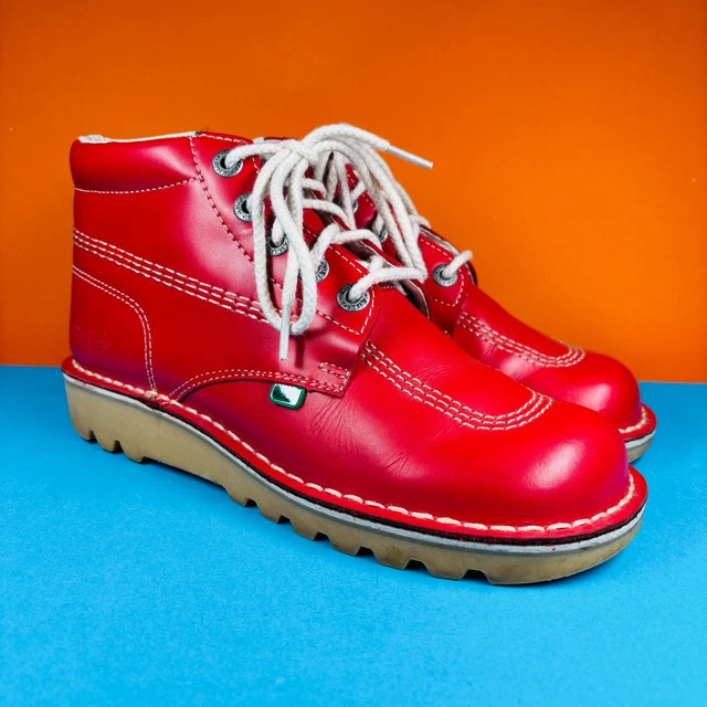 KICKERS KICK HI Boots - UK6.5 - Red Leather - Excellent Condition £39. ...