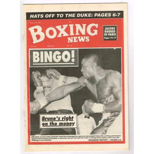 BOXING NEWS MAGAZINE October 23 1992 mbox3100/c Vol 48 No.43 Bingo ...