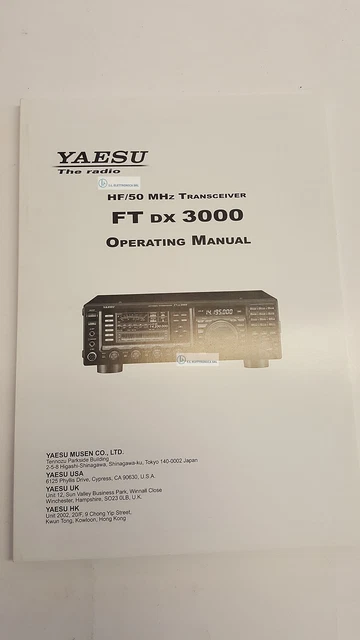 GUIDE DANS ANGLAIS D'Emploi pour YAESU FT DX3000 Original User Manual EUR 16,58 - PicClick FR