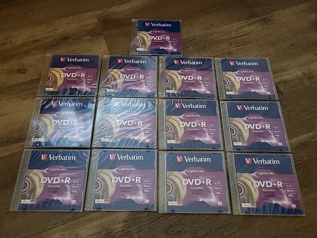 LOT OF 13 Verbatim DVD+R Recordable Discs 4.7 GB 16X 120 Min New Sealed ...
