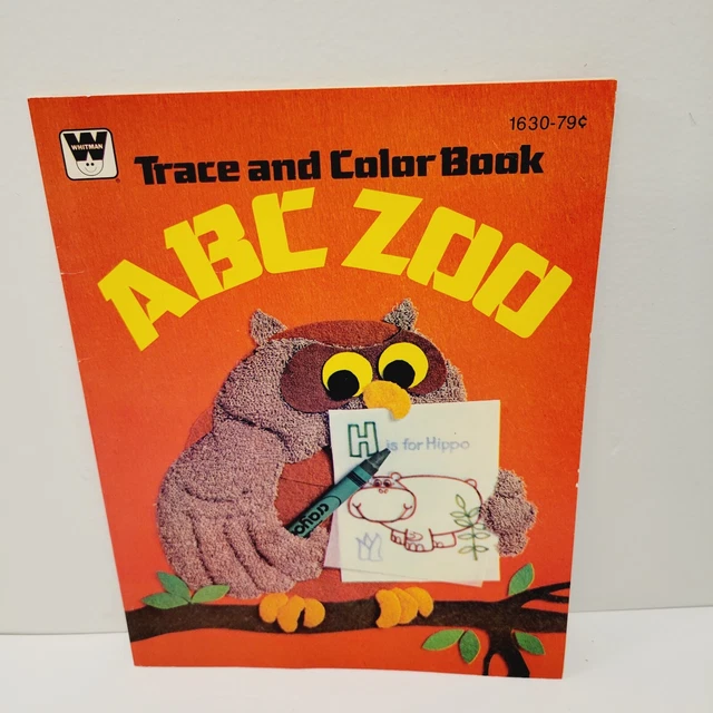 VTG TRACE AND Color Book ABC Zoo Whitman Clean Complete Owls Zebra ...