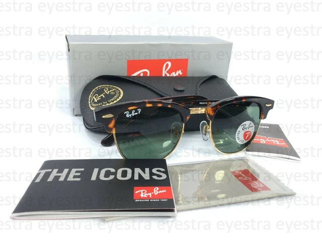 RAY-BAN CLUBMASTER SUNGLASSES RB3016 990/58 51mm Tortoise Frame ...