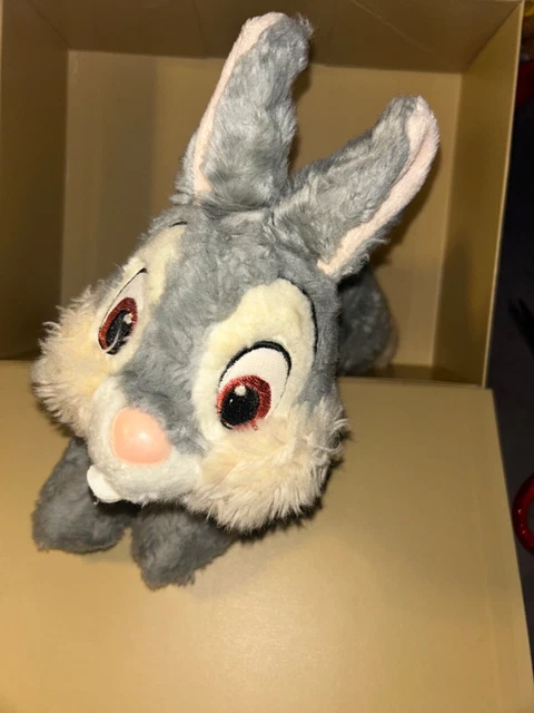 DISNEY STORE THUMPER Plush 12" Floppy Bunny Gray Rabbit Soft Toy Lovey ...