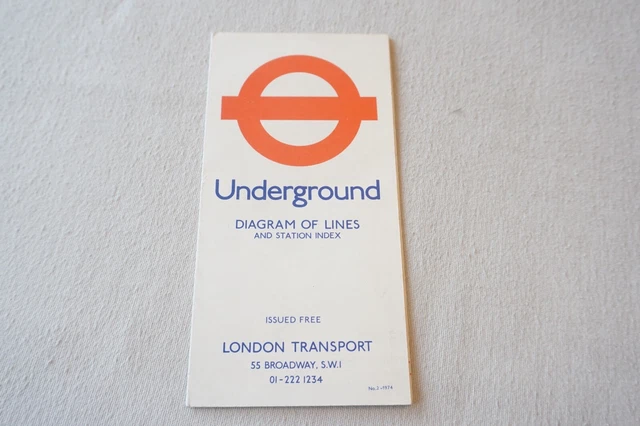 1974 NO. 2 London Transport Underground Map Diagram Lines Tube No Date ...