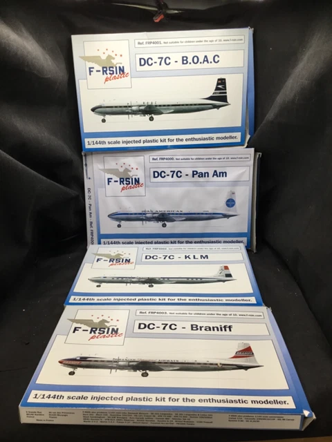 LOT OF (4) DC-7C Model Kits Pan Am / KLM/ B.O.A.C. 1:144 Scale F-RSIN ...