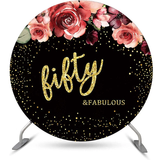 FLORAL BLACK GOLDEN Round 50th Birthday Backdrop $35.97 - PicClick AU