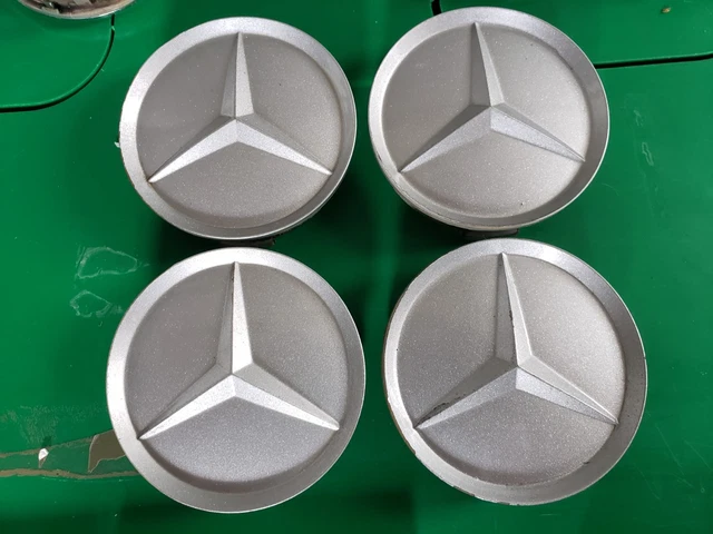 GENUINE MERCEDES 74MM Alloy Wheel Centre Caps x4 A C Class W201 W124 ...