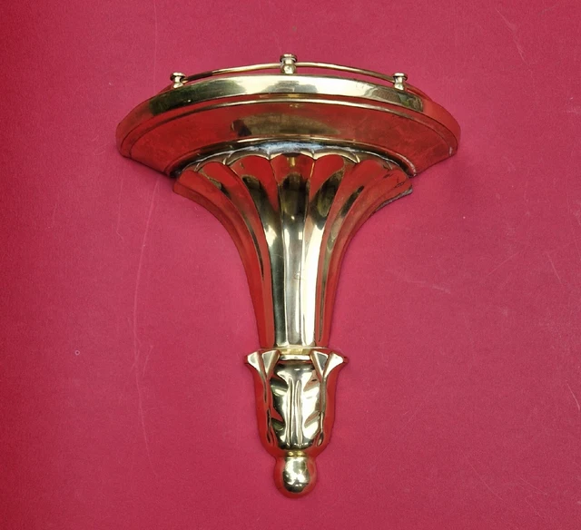 VINTAGE ANTIQUE SOLID brass wall sconce shelf fan torch Art Deco ...