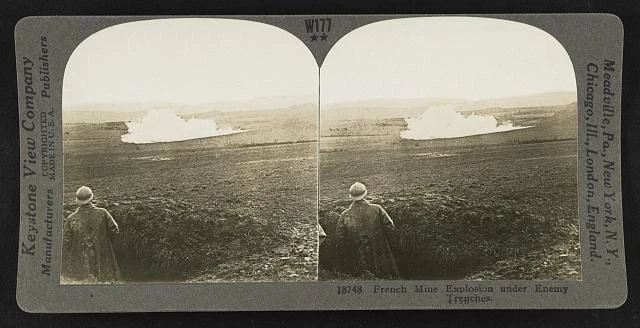 FRENCH MINE EXPLOSION under enemy trenches Old Historic Photo $9.00 ...