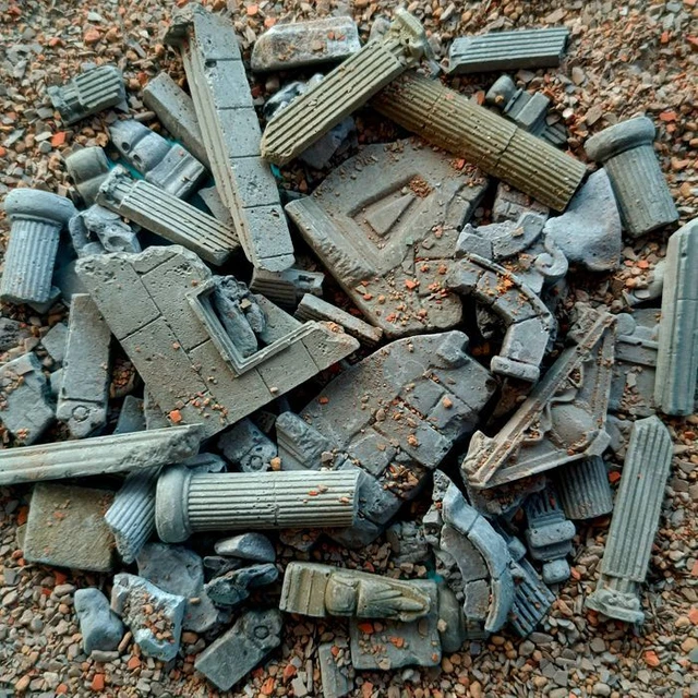 1/35 SCALE DIORAMA Ruins Buildings Rubble Brick Base Military Scenes ...