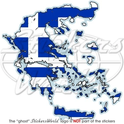 GRIECHENLAND LANDKARTE-FLAGGE, GRIECHISCHE Karte-Fahne Auto Aufkleber ...