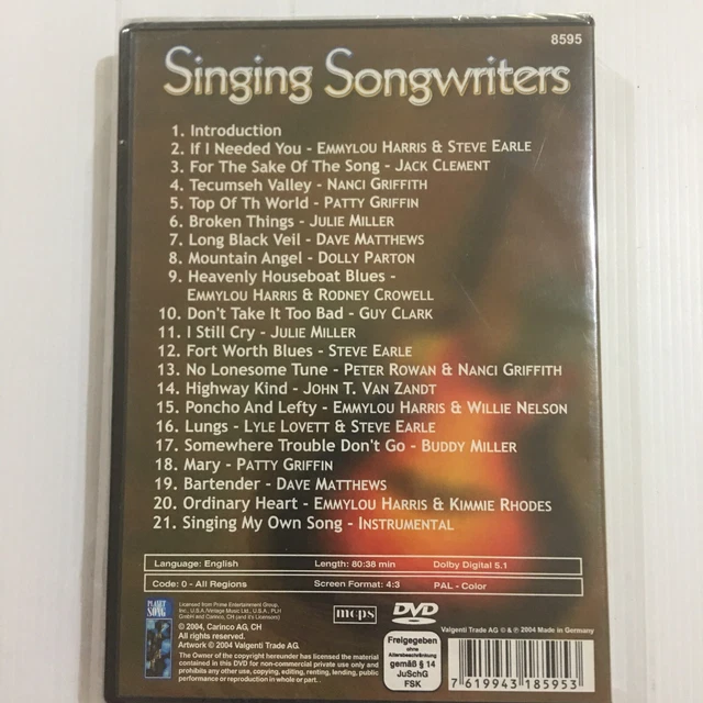 SINGER SONGWRITERS DVD Dolly Parton Emmylou Harris Willie Nelson Steve ...