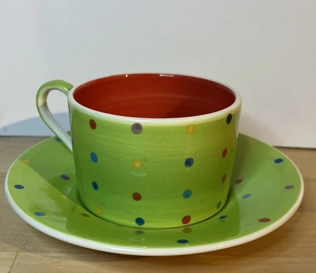 WHITTARD OF CHELSEA Cup and Saucer Hand painted Spots Dots £7.50 ...